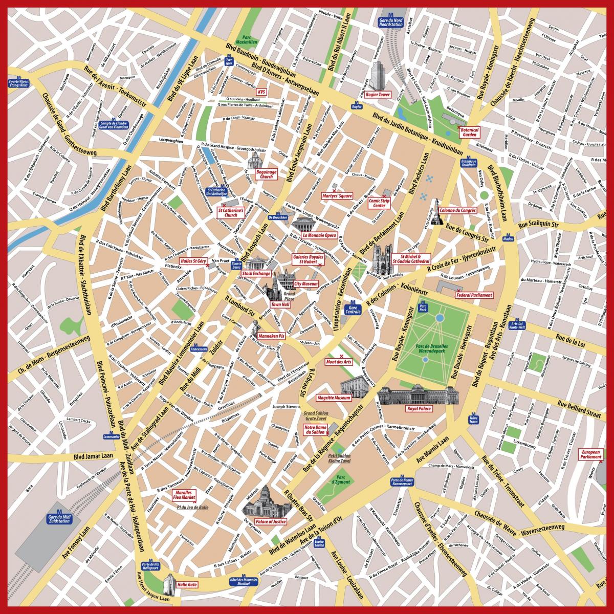 Bruxelles mappa di stampa - mappa Turistica di Bruxelles stampabile ...
